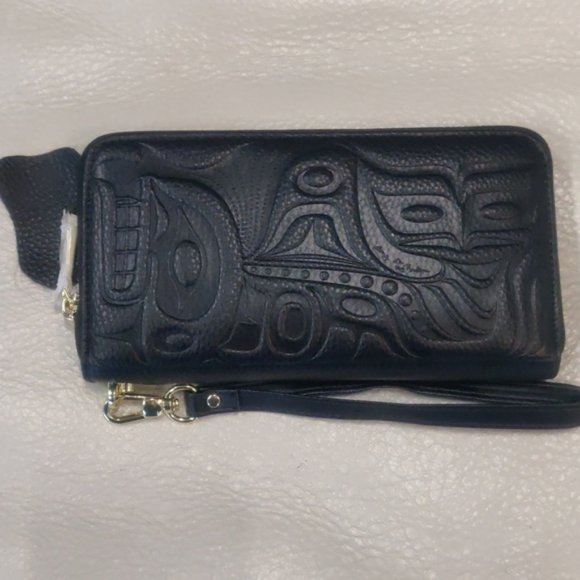 Bags | Large Leather Wallet With Indigenous Art Feasted Orca By Douglas ...